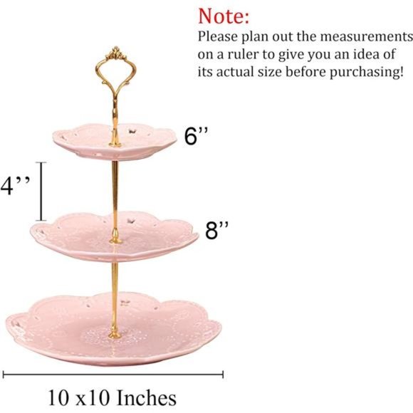 Dining | 3tier Pink Porcelain Cake Standcupcake Standdessert Standtea ...